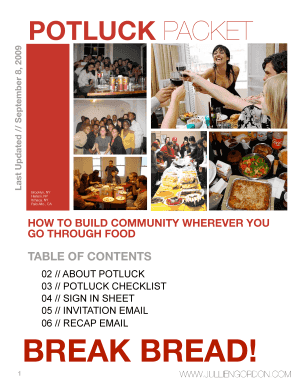 Fillable Online POTLUCK PACKET Fax Email Print - pdfFiller