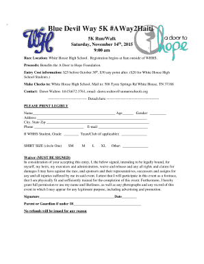 Fillable Online whh sumnerschools Blue Devil Way 5K AWay2Haiti ...