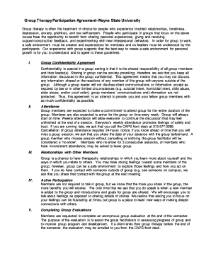 Fillable Online caps wayne Group Therapy Participation Agreement ...