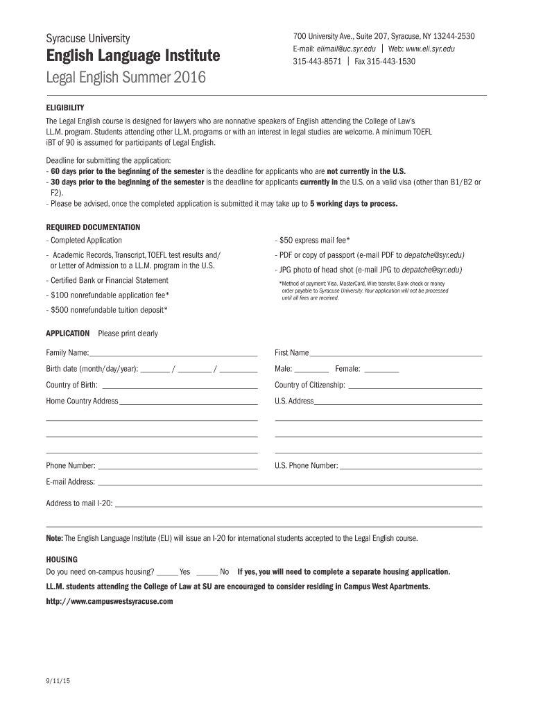 Fillable Online eli syr Legal English Application Form PDF / 154k ...