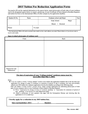 Fillable Online english rikkyo ac 2015 Tuition Fee Reduction Application Form You need to fill ...