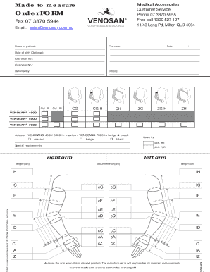 Fillable Online Made to measure Medical Accessories Order FORM Phone 07 ...