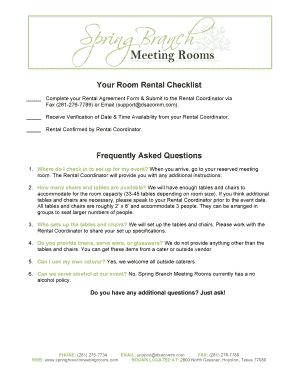 Fillable Online Your Room Rental Checklist Frequently Asked Questions ...