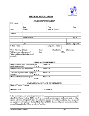Fillable Online 2008 Student Application - Captain Gilmer School Fax ...