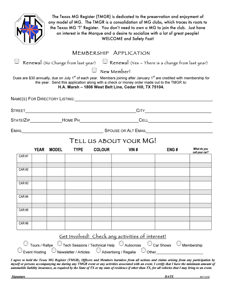 Fillable Online tmgr The Texas MG Register (TMGR) is dedicated to the ...