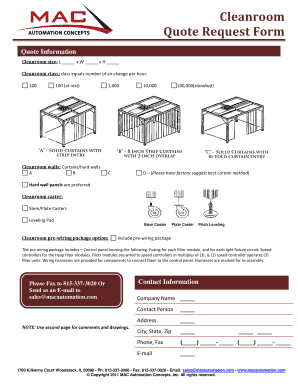 Fillable Online Cleanroom RFQ - MAC Automation Concepts Fax Email Print ...