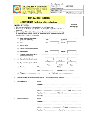 Fillable Online aayojan edu APPLICATION FORM FOR ADMISSION IN Bachelor ...