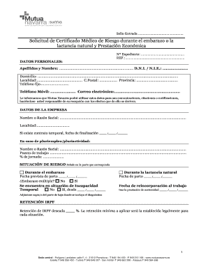 Completable En línea mutuanavarra Solicitud de Certificado Mdico de Riesgo durante el Fax Email ...