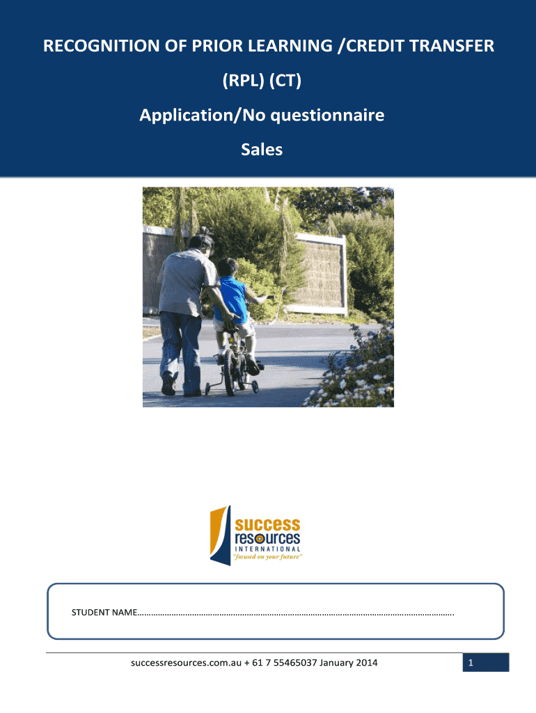 Fillable Online RPL No Questionaire - Success Resources International ...
