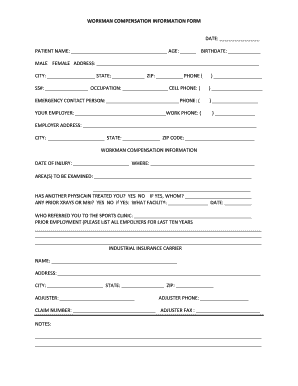 Fillable Online thesportsclinic 8 WORKMAN COMPENSATION REGISTRATION ...