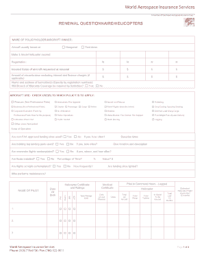 Fillable Online World Aerospace Insurance Services Fax Email Print - pdfFiller