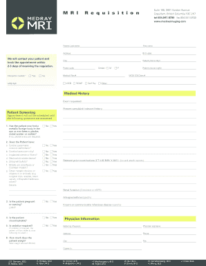 Fillable Online Suite 108 3001 Gordon Avenue MRI Requisition - MedRay ...