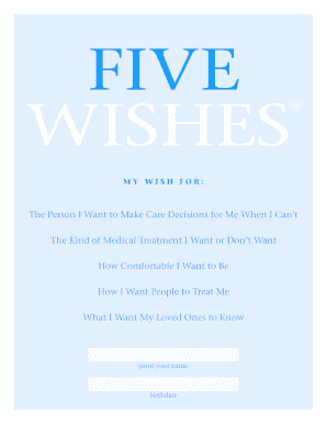 Fillable Online The Five Wishes document - Aging with Dignity Fax Email ...