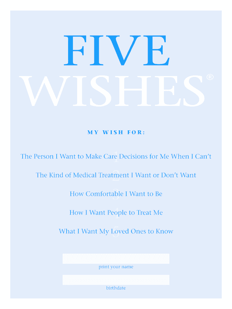 Fillable Online The Five Wishes document - Aging with Dignity Fax Email ...