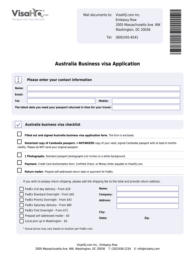 Fillable Online Australia Visa Application for Citizens of Cambodia ...