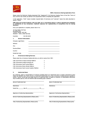 Fillable Online CIBC e-Commerce Dealing Application Form CIBC does not ...