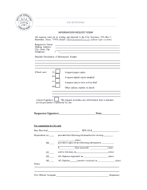 Fillable Online Information Request Form rev 2016413 RW Fax Email Print ...