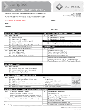 Fillable Online compasstrial org CONSUMABLES ORDER FORM Email your ...