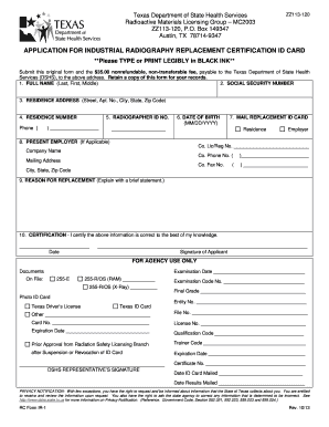 Fillable Online dshs texas IR Replacement ID Card Application - dshs ...
