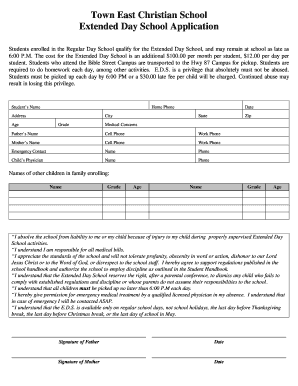 Fillable Online teeagles Word Pro - Extended Day School - Town East ...