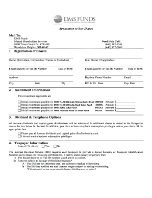 Fillable Online DMS Funds application form Fax Email Print - pdfFiller