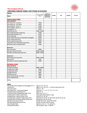Fillable Online thecompassschool co Uniform Order Form - The Compass ...
