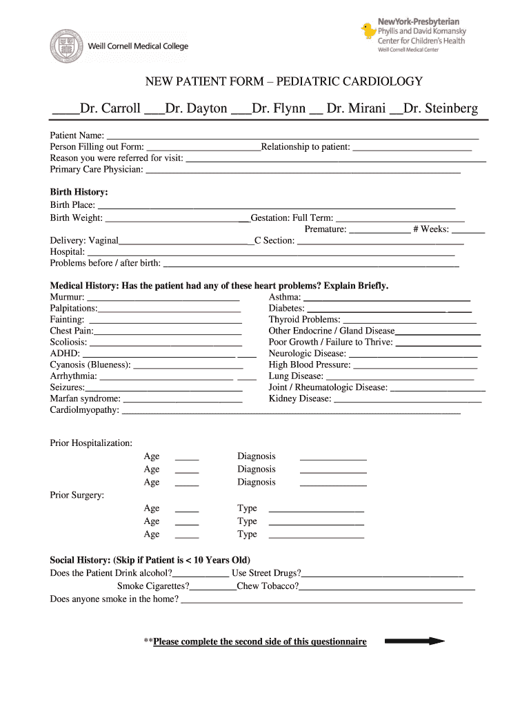 Fillable Online Dr Carroll Dr Dayton Dr Flynn Dr Mirani Dr Steinberg ...