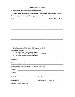 Fillable Online aims org BAIMSb Order Form - aims org Fax Email Print ...