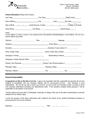 Fillable Online Patient Information Please Print Clearly Fax Email ...