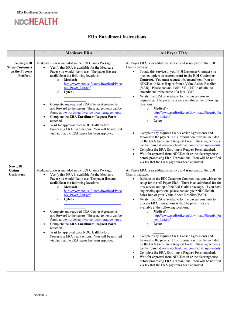Fillable Online ERA Enrollment Documentation 092705doc Fax Email Print ...