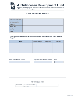 Fillable Online adf brisbanecatholic org Stop Payment Notice ...