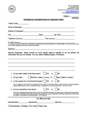 Fillable Online FOIA FREEDOM OF INFORMATION ACT REQUEST FORM Fax Email ...
