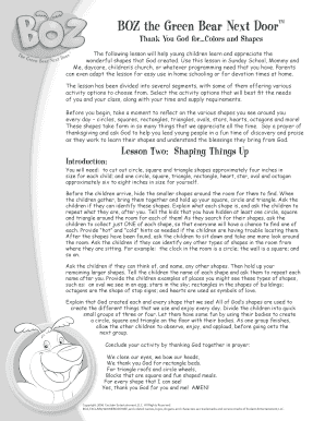 Fillable Online Lesson 2 Shaping Things Up - BOZ the Bear Fax Email ...