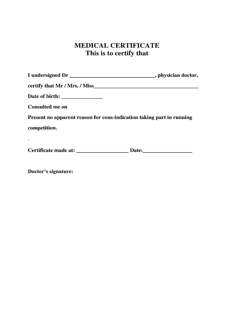 Medical Certificate Fill Out Sign Online DocHub