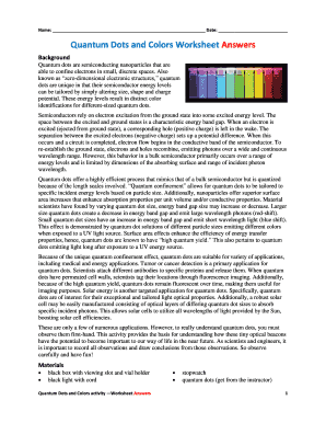 Fillable Online Quantum Dots and Colors Worksheet Answers - Teach ...