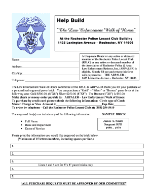 Fillable Online Help Build The Law Enforcement Walk of Honor - arpaler ...