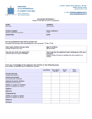Fillable Online theenglishcorner Self assessment form and reference forms (all countries) Fax ...