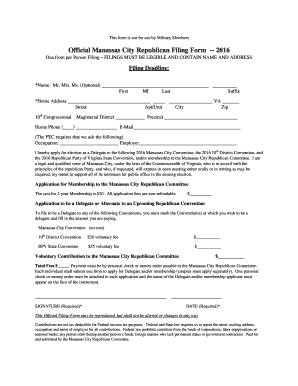 Fillable Online Official Manassas City Republican Filing Form -- 2016 ...