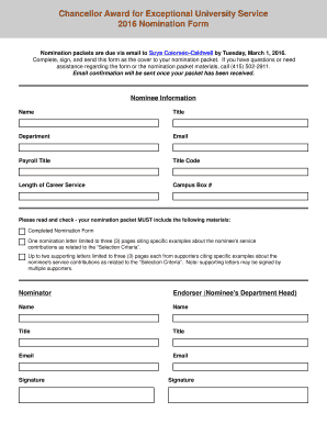 Fillable Online chancellor ucsf 2016 Nomination Form PDF - UCSF ...
