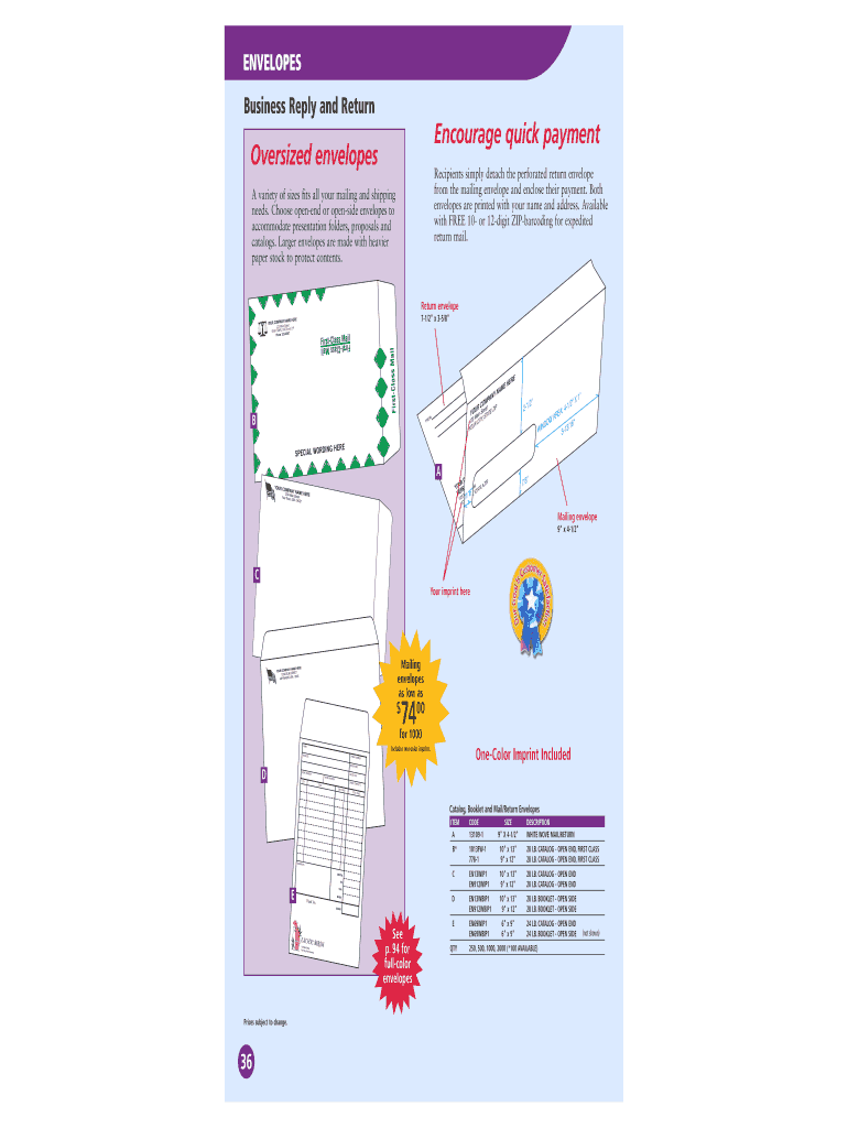Fillable Online Oversized envelopes Business Reply and Return Fax Email ...
