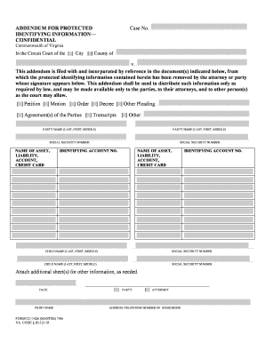 Fillable Online ADDENDUM FOR PROTECTED INFORMATION Fax Email Print ...