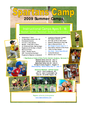 Fillable Online 2009 Spartans Camp Brochure - Spartans Sports Camp Fax ...