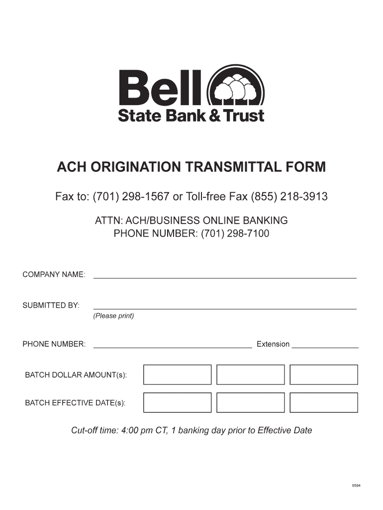 Fillable Online teachaiti ACH ORIGINATION TRANSMITTAL FORM ...
