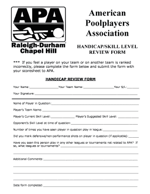 Fillable Online Handicap Review Form - APA Raleigh - American ...