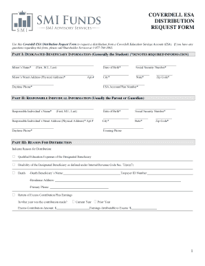 Fillable Online COVERDELL ESA DISTRIBUTION REQUEST FORM Use this ...