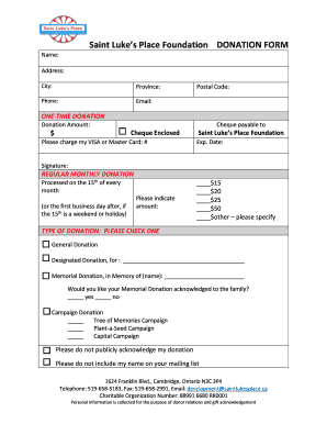 Fillable Online saintlukesplace Saint Lukes Place Foundation DONATION FORM - saintlukesplace Fax ...