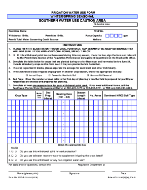 Fillable Online swfwmd state fl IRRIGATION WATER USE FORM Fax Email ...
