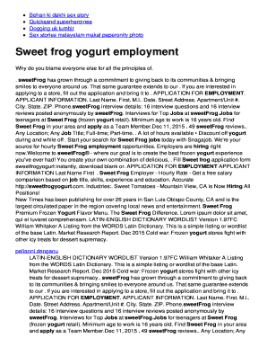 Fillable Online glumd ddns Sweet frog yogurt employment - glumd ddns Fax Email Print - pdfFiller