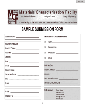 Fillable Online SAMPLE SUBMISSION FORM - Texas AM University Fax Email ...