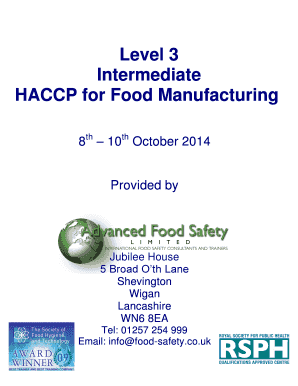 Fillable Online HACCP for Food Manufacturing Fax Email Print - pdfFiller